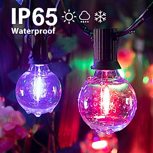 VTpower 50FT Outdoor String LED Lights G40 Shatterproof 0.6W Clear Globe Bulb E12 Base Hanging Lights with (2 Spare),Connectable for Indoor/Outside Garden Backyard Patio 50 Lamp Multicolor…
