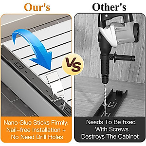 Pull out Cabinet Organizer, Expandable(11.7"-19.7") Heavy Duty Slide out Drawers Fixed with Adhesive Nano Film for Pots, Roll out Shelf Storage for Kitchen Base Cabinet Organization(White)