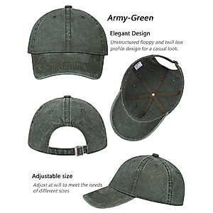 AOSMI 3 Pack Vintage Washed Cotton Adjustable Distressed Baseball Caps Men Women Summer Unstructured Soft Low Profile Blank Plain Ball Caps Workout Dad Hat Black Green Khaki