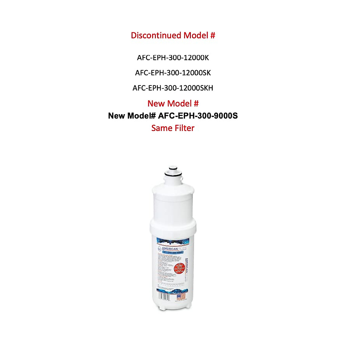 AFC Brand, water filter, Model # AFC-EPH-300-12000SK, Compatible with Scotsman(R) ADS-APRCNew AFC Brand Model # AFC-EPH-300-9000S