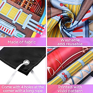 Nuenen 50's Sock Hop Party Decorations Banner Jukebox Party Decor Backdrop Cloth Juke Box Cutout Rock 'n Roll Door Cover for 1950's Theme Birthday Party Supplies, 71 x 35.4