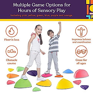 Special Supplies 15 Stepping Stones for Kids Indoor and Outdoor Balance Blocks Promote Coordination, Balance, Strength Child Safe Rubber, Non-Slip Edging