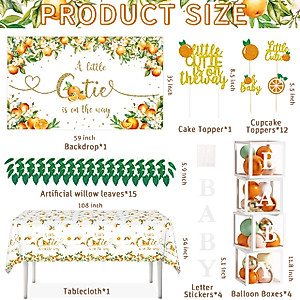 Little Cutie Baby Shower Decoration Cuties Orange Theme Birthday Party Supplies A Little Cutie is On The Way Backdrop Tablecloth Baby Boxes Balloon Garland for Tangerine Fruit 1st Baby Shower (Orange)