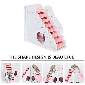 Ipetboom Wooden Hamster House with Stair Ladder Slides Small Animals Hideout Funny Climbing Exercise Toy Guinea Pig Cage Accessories for Chinchillas Rabbits Ferrets