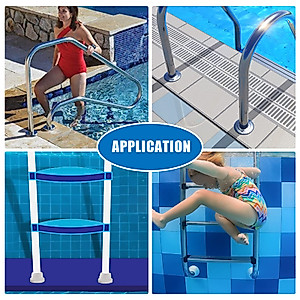 4 Pool Ladder Bumpers for Inground Pool & 4 Stainless Steel Pool Ladder Escutcheon Plates, Rubber Pool Ladder Inside Plug Bumper Caps & Pool Ladder Rings Fits 1.90” Pool Ladder Tubing (B)