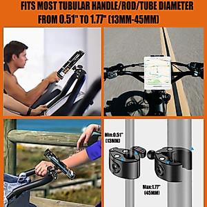 Kolasels Bike Handlebar Tablet Mount for 4-13" iPad & Phone, Motorcycle Handlebar Tablet Holder with Super C-Clamp for Microphone/Bicycle/Treadmill/Elliptical, Fit for iPad Pro, Air, Mini, iPhone