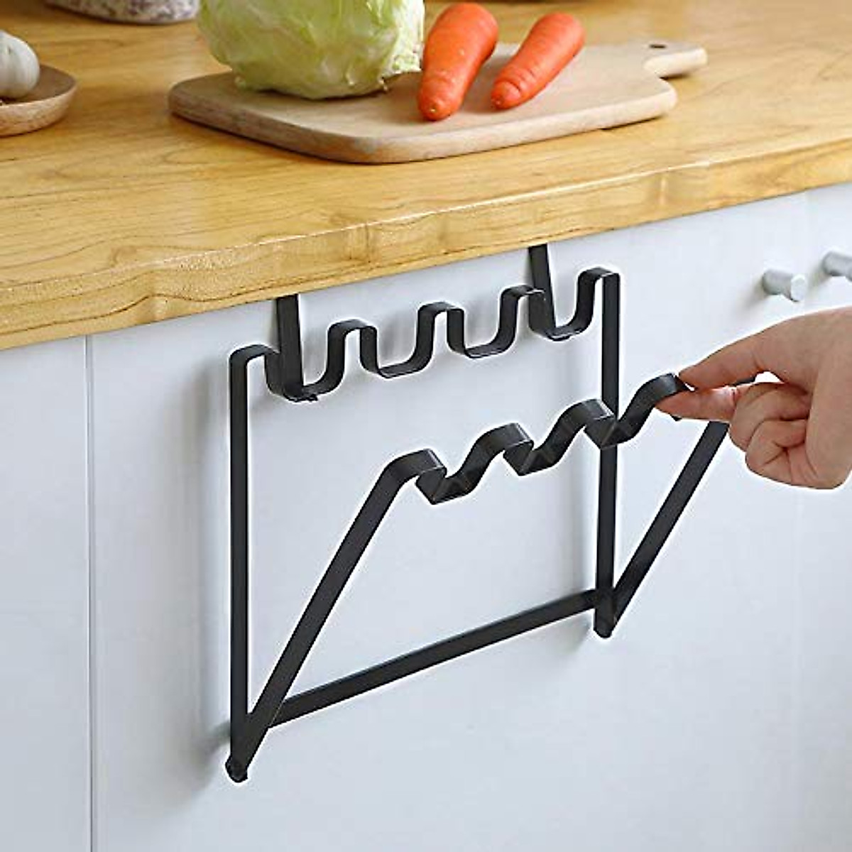 Household Waste Garbage Bag Hanging Rack Rubbish Bag Holder Kitchen Cabinet Bag Rack Holder Accessory Waste Bag Rack Kitchen Supplies(Black)