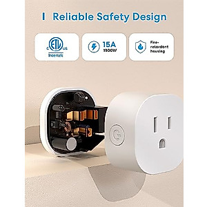 Meross Smart Plug Mini, 15A WiFi Bluetooth Outlet Socket Compatible with Alexa, Google Assistant, Voice & App Remote Control, Timer, Offline Control, ETL FCC Certified 4 Pack, 2.4G Only