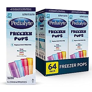 Pedialyte Electrolyte Solution Freezer Pops, Variety Pack, Pack of 64
