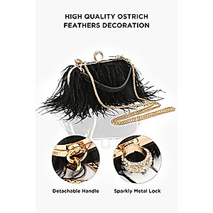 BABEYOND Women's Ostrich Feather Clutch - Pearl Evening Bag Shoulder Dress Handbag Purse for 1920s Party Prom Wedding