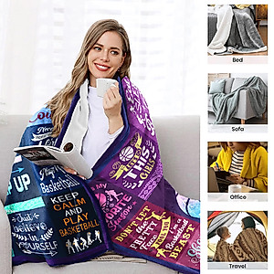 Basketball Gifts Blanket for Girls Soft Lightweight Flannel Basketball Stuff Throw Blanket Merch Basketball Gifts for Basketball Team Lovers 50"x40"