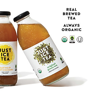 Just Ice Tea Organic Iced Tea, 16 Fl Oz Glass Bottles (Original Green Tea, Pack of 12)