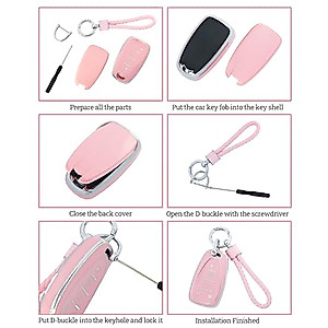 Zlirfy Key Fob Cover,Car Key Case Shell,Car Accessories Key Shells,Soft TPU Key Case Protection,Key Shell Case with Keychain for Women,Full Protection Car Key Cover (for Honda a)