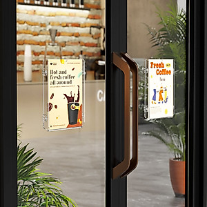 HIIMIEI Acrylic Window Sign Holder with Suction Cup 8.5 X 11, Clear Acrylic Frames Glass Door Wall Mount Advertising Signage Sign Holder for Mall, Office, Home, Store, Restaurant