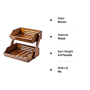 Sushineibor Bamboo Fruit Basket Stand Storage for Kitchen，Large Capacity Home Countertop Standing Wooden Organizer Bread Vegetable Holder Veggies Display Snacks Food Rack (Brown)