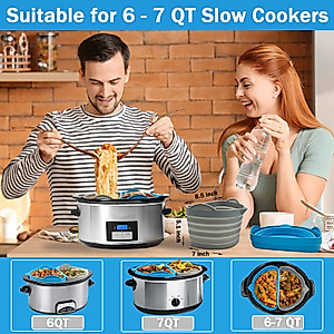 Silicone Slow Cooker Divider Liners, for Most 6-7 Quart Slow Cookers, Reusable and Easy to Clean Slow Cooker Divider Insert Made with Food-Grade Silicone and Free of BPA Dishwasher Safe
