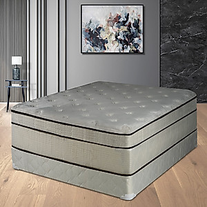 Greaton 11 Inch Hybrid Firm Foam Encased Mattress with 8" Box Spring, Eurotop with Soft White Teddy Bear Fabric Cover for Cool Sleep and Pressure Relief, Firm Feel with Motion Isolation, Full XL