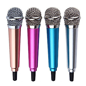 Mini 3.5mm Microphone Condenser Microphone,Portable Vocal Microphone, Mobile Phone Voice Recording,Singing, Recording and Chatting,Phone Karaoke Mic with Stand for iPhone Android Silver