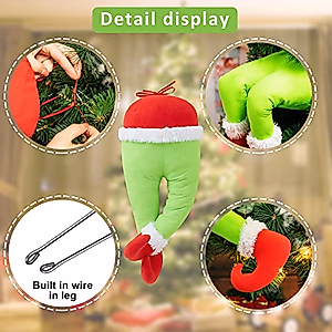 Christmas Elf Body Tree Decorations, Christmas Tree Decor Elf Arms Stole Christmas Elf Stuffed Leg Stuck Xmas Tree Topper Garland Ornaments Pose-able Plush Legs for Tree Ornaments (Elf Legs)