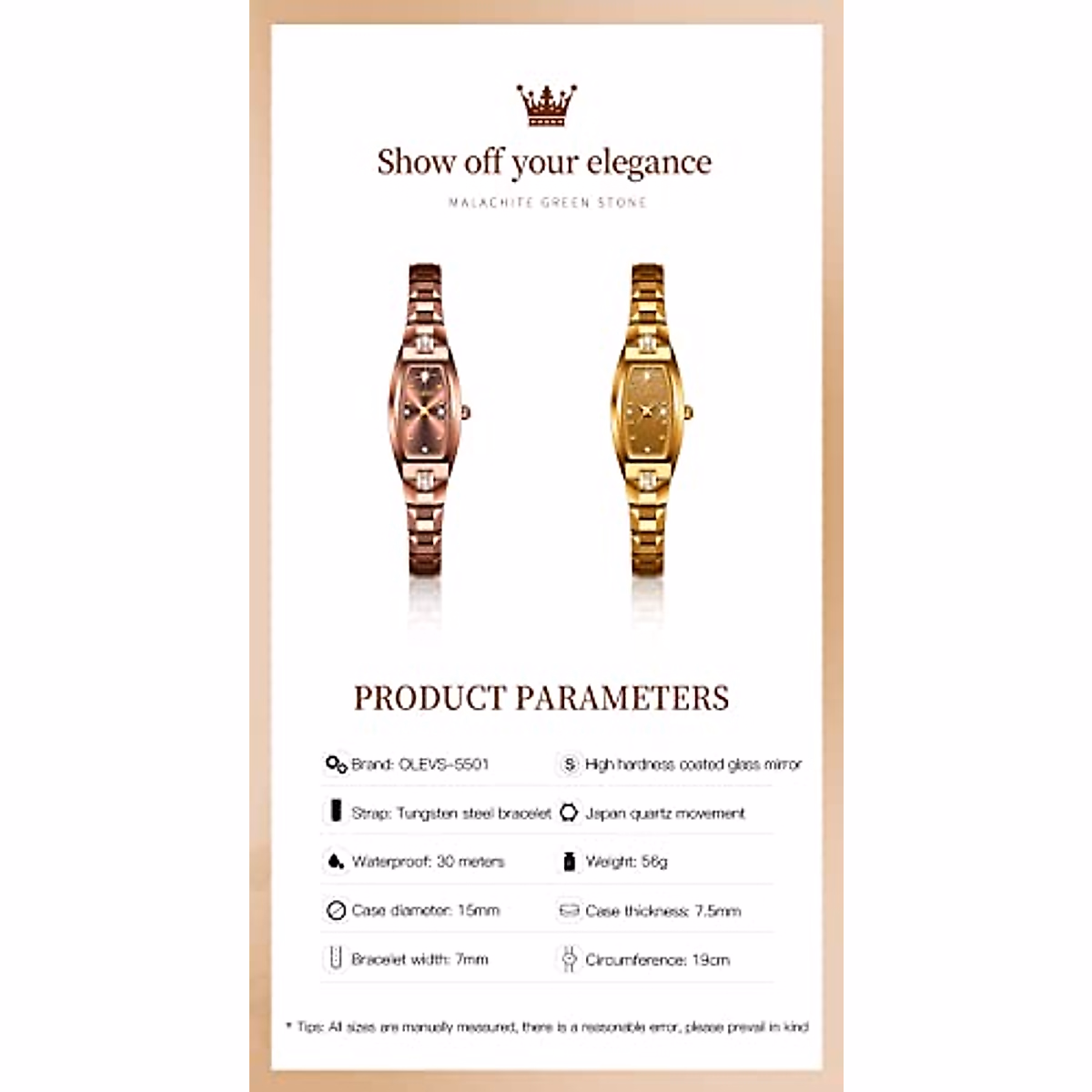 OLEVS Womens Gold Watch Square Small Face Watches for Women Golden Tungsten Steel Elegant Slim Lady Watches Bracelet Waterproof Luxury Diamond Thin Ladies Wrist Watches Relojes De Mujer