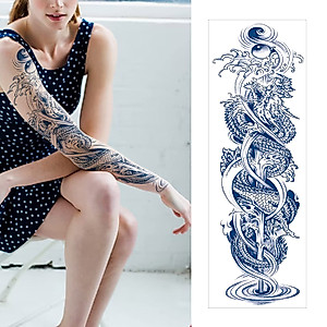 Aresvns Semi Permanent Sleeve tattoos for Men and women, Realistic Fake Tattoos Full Arm Waterproof & Long-Lasting 2 Weeks