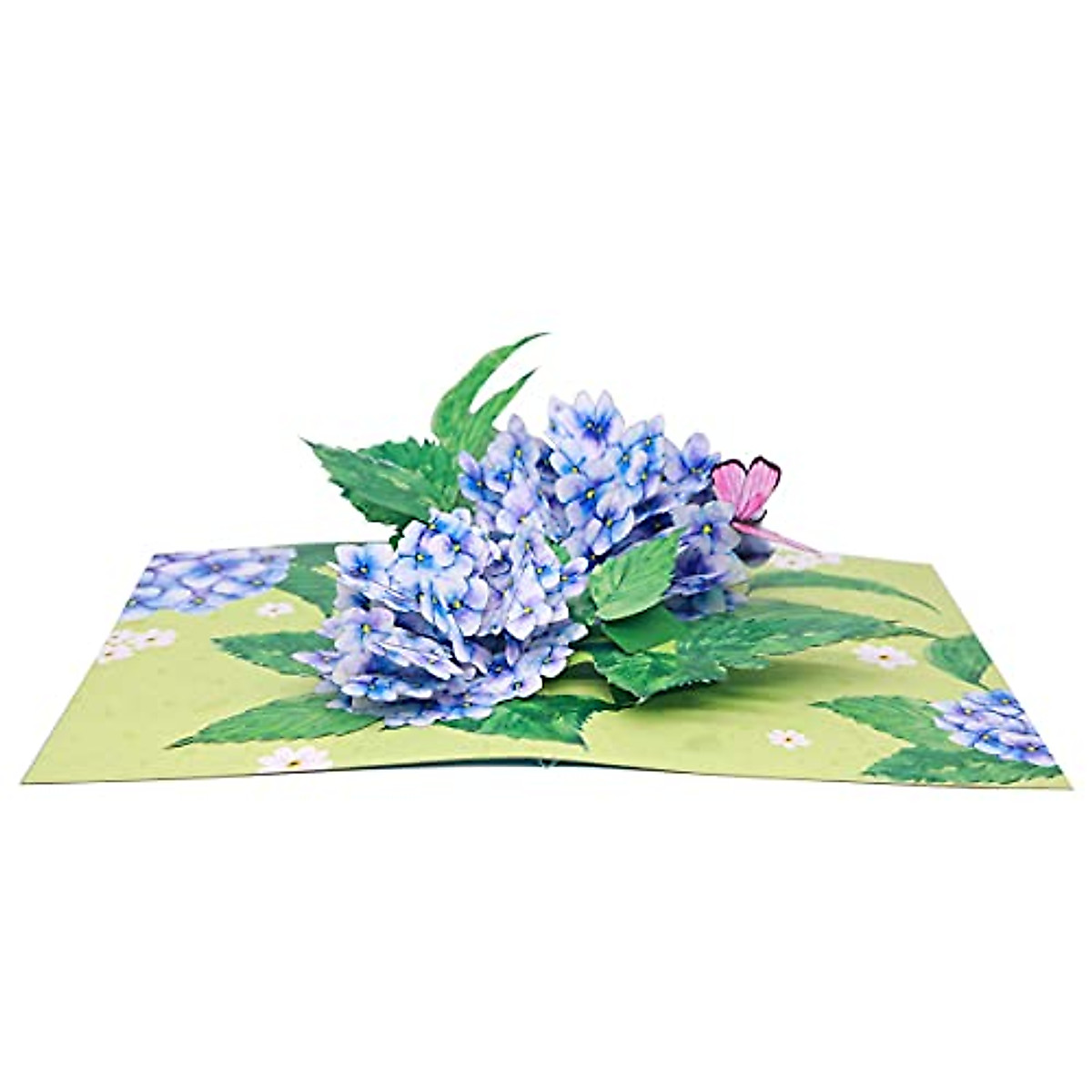 Liif Hydrangea Blossoms Butterfly 3D Greeting Pop Up Mother's Day Card, Spring, Summer, Anniversary, Fathers Day, Get Well, Thinking Of You, All Occasion, Happy Birthday Cards For Mom, Women, Her | With Message Note & Envelop | Large Size 8 x 6 Inch