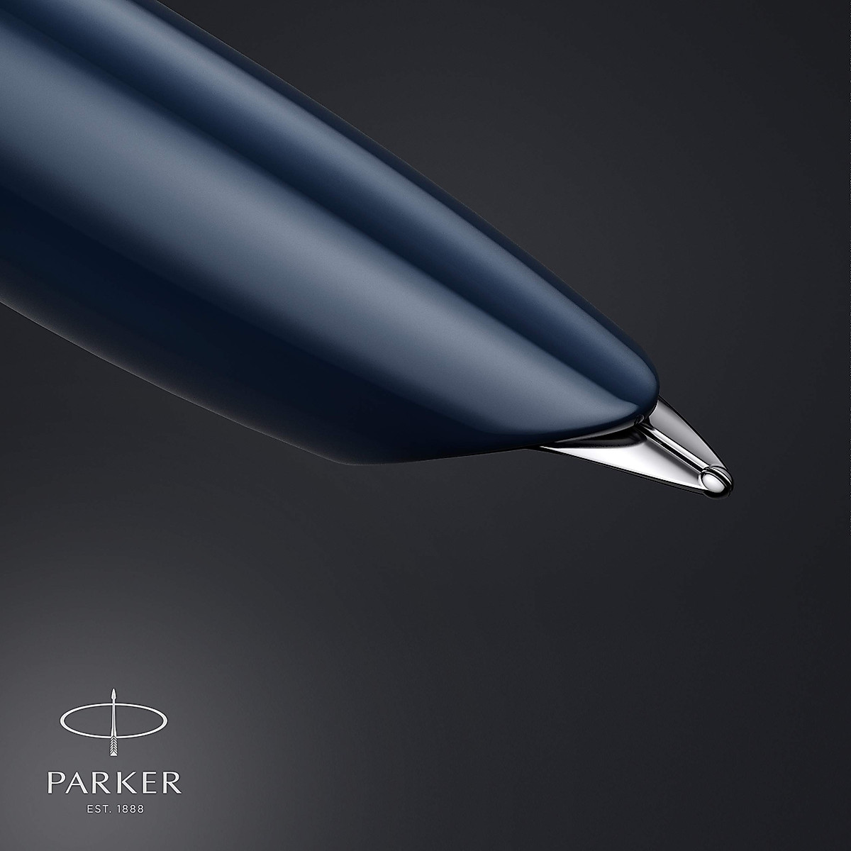 Parker 51 Fountain Pen | Midnight Blue Barrel with Chrome Trim | Fine Nib with Black Ink Cartridge | Gift Box