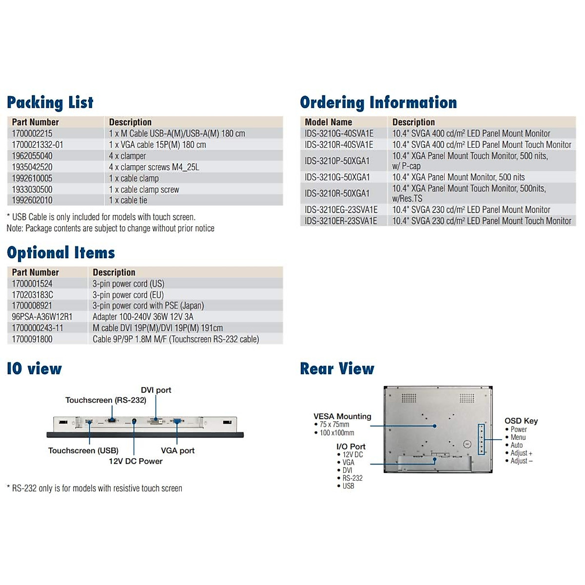 (DMC Taiwan) 10.4 inches SVGA 400 cd/m2 LED Panel Mount Touch Monitor