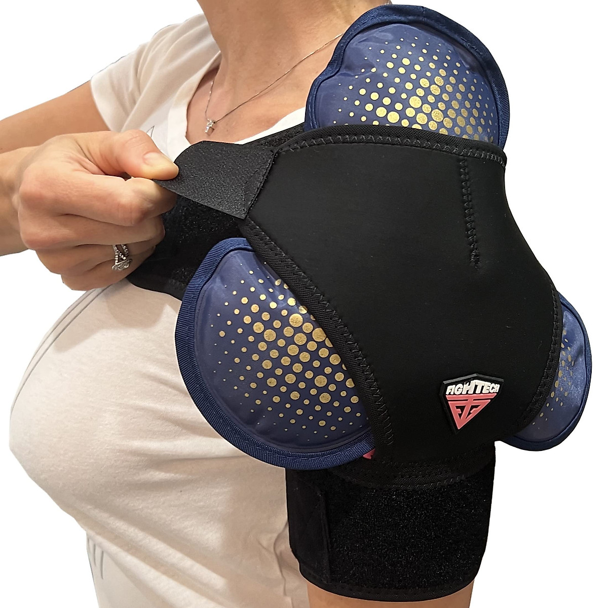 FIGHTECH Shoulder Brace with Reusable Hot and Cold Theraphy Gel Pack (Shoulder Brace X-Small, Pink)