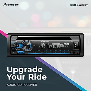 Pioneer DEH-S4220BT Single-Din Bluetooth CD Receiver with USB/AUX Inputs, Pioneer Smart Sync, and Hands-Free Calling for Enhanced in-Car Audio Experience