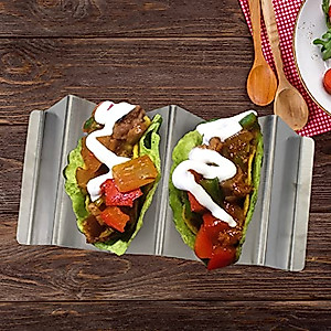 Taco Holder Stainless Steel Taco Stand with Handle Taco Holders Rack Trays for 3 Tacos Oven Grill and Dishwasher Safe Set of 2