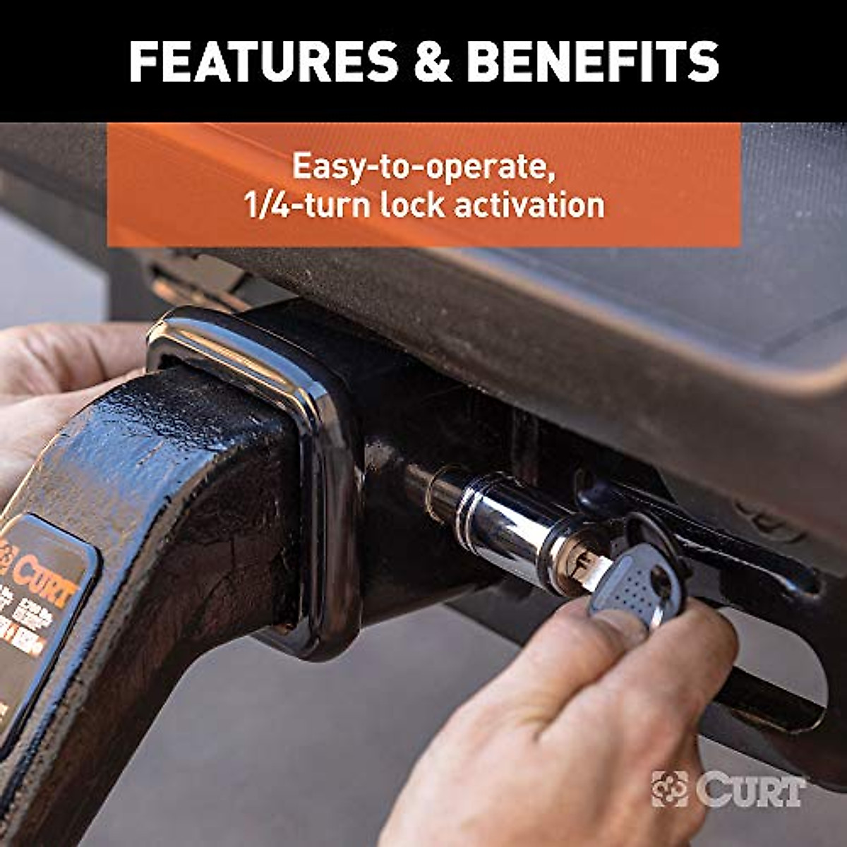 CURT 23025 Trailer Hitch Lock, 5/8-Inch Pin Diameter, Fits 3-Inch Receiver