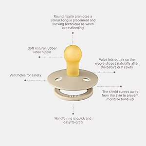 BIBS Pacifiers | Natural Rubber Baby Pacifier | Set of 2 BPA-Free Soothers | Made in Denmark | Black/White | Size 0-6 Months