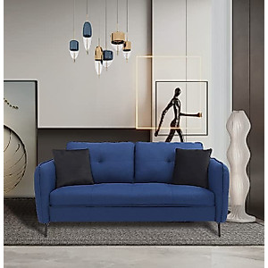 Morhome Sofas for Living Room,Pillowed Back Cushions and Arms, Durable Modern Upholstered Fabric-Navy Blue