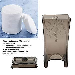 Cotton Pad Dispenser, Modern Square Makeup Pad Holder Qtip Dispenser Canister Jar with Lid for Bathroom Vanity Countertop, Grey
