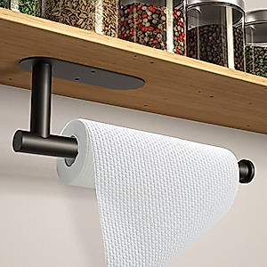 2 Pack Wall Mount Paper Towel Holder Under Cabinet Under Counter Paper Towel Holder Black Paper Towel Roll Holder for Countertop Kitchen Organization Bathroom SUS304 Stainless Steel 13Inch