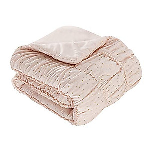 Mytex Celestial Princess Pretty 5-Piece Comforter set with gold metallic foil, Smocked texture, Girls, Teen bedding, Stars and Moons, Two Twinkling Decorative Pillows, Shabby Chic, Blush Pink, Full