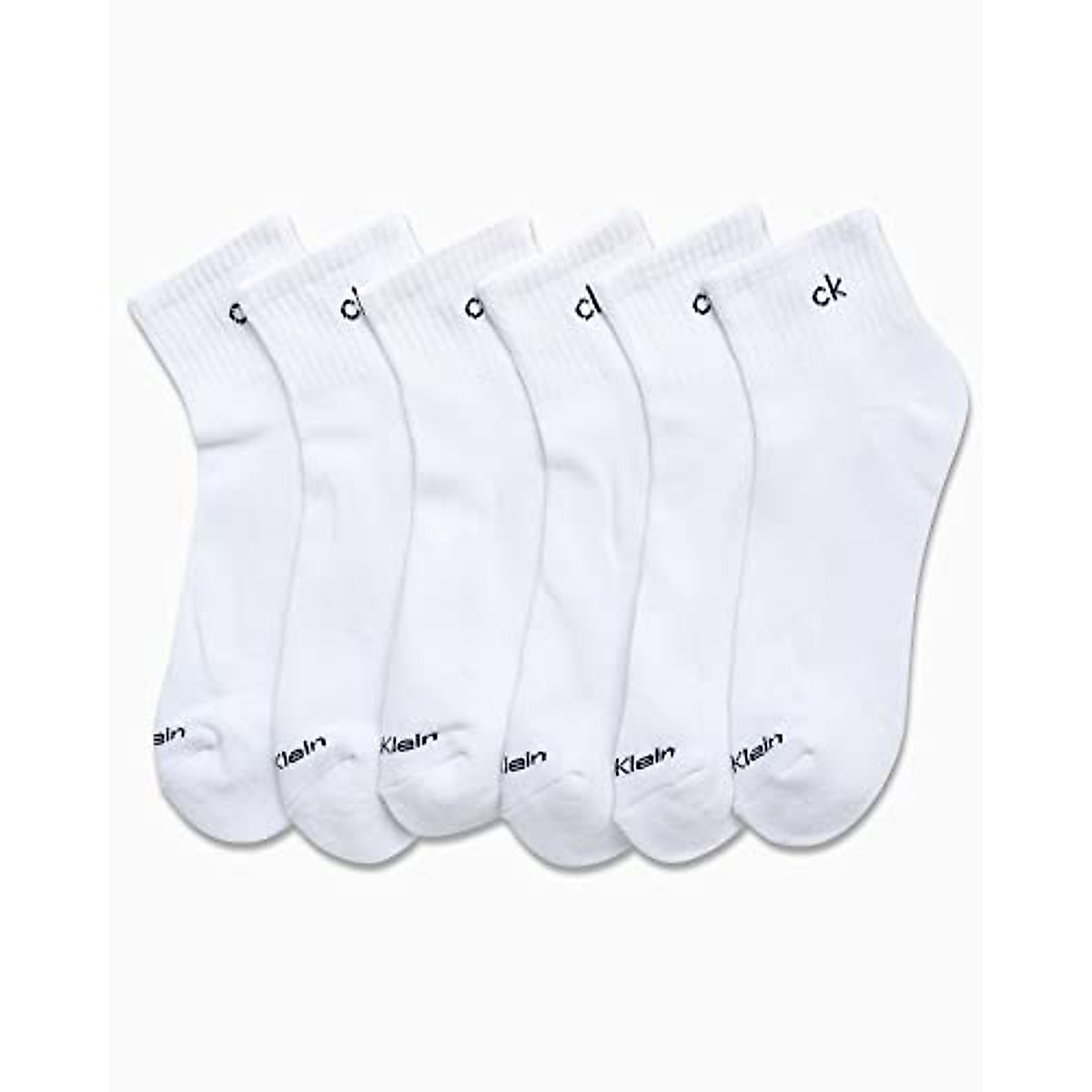Calvin Klein Men's Socks - Cushioned Above Ankle Athletic Mini-Crew Socks (6 Pack), Size 7-12, White