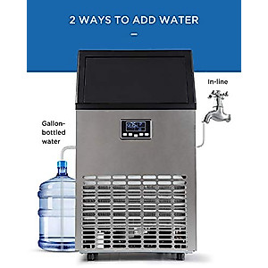COOLLIFE Commercial Ice Maker - Produces 100lbs of Ice in 24 Hrs with 33lbs Storage Bin(100LBS/24H-PRO)