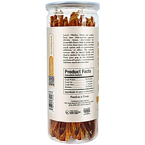 Larry Chicken Strips for Dogs (6 oz) - Single Ingredient Dog Treat - Dehydrated Real Meat Dog Treats Natural Chicken Sticks Dog Jerky Treats Sourced in The USA - 6 oz (Pack of 1)