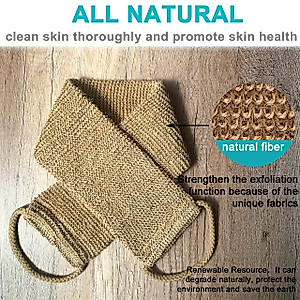 2 pcs/Set Large Natural Exfoliating Hemp Back Scrubber for Shower for Men and Women - Rub Glove Mitt Mitten - Deep Clean & Invigorate Your Skin - Machine Wash and Dry - Double Sided Available