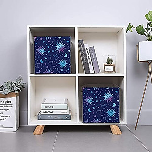 Space Galaxy Constellation Collapsible Storage Bins Basics Folding Fabric Storage Cubes Organizer Boxes with Handles