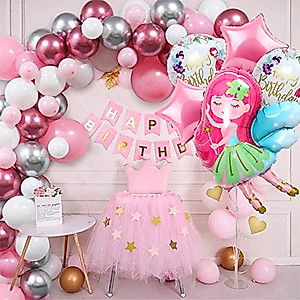 Fairy Princess Party Decorations Balloons for Birthday Party | Perfect Floral Wonderland Fairies Themed Mylar Foil Helium Balloon Decor | Magical Fairy Tale Balloon Set for Girls in Pink & White