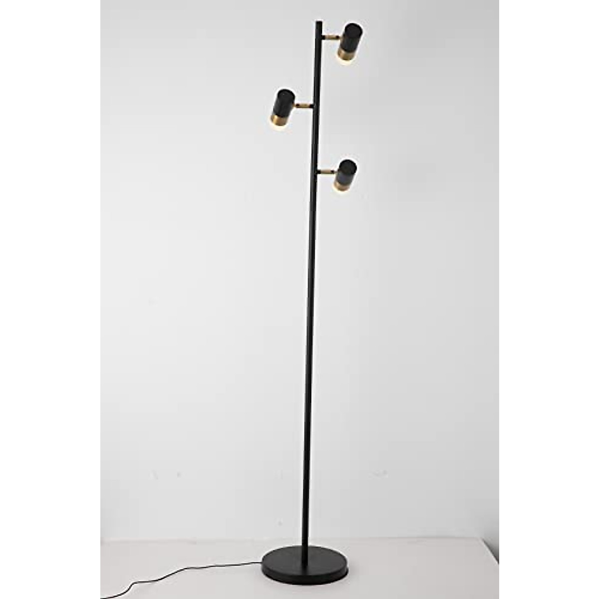 ADISUN LED Tree Floor Lamp for Living Room,Bedroom Black Standing Floor Lamp for Office,Bedroom,Dimmable Tall Lamp for Reading with 3 Adjustable Heads,Remote Control