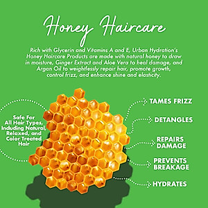 Urban Hydration Honey Health and Repair Daily Hair Moisturizer and Detangler Duo Pack | Sulfate, Paraben Free, Detangles, Prevents Breakage, Tames Frizz, and Repairs Damage for Smooth and Shiny Hair