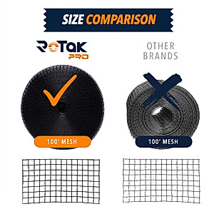 Rotak Critter Guard PRO | 8in x 100ft Solar Panel Bird Prevention Roll Kit with 100 Fastener Clips | Heavy Duty Galvanized Black PVC Coated ½ inch Wire Roll Mesh (8" PRO + 100 Clips)