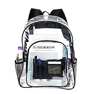 Clear Backpack Heavy Duty Clear Bookbag See Through Backpack Transparent Plastic Bookbags for School Work,Boys Girls Adults