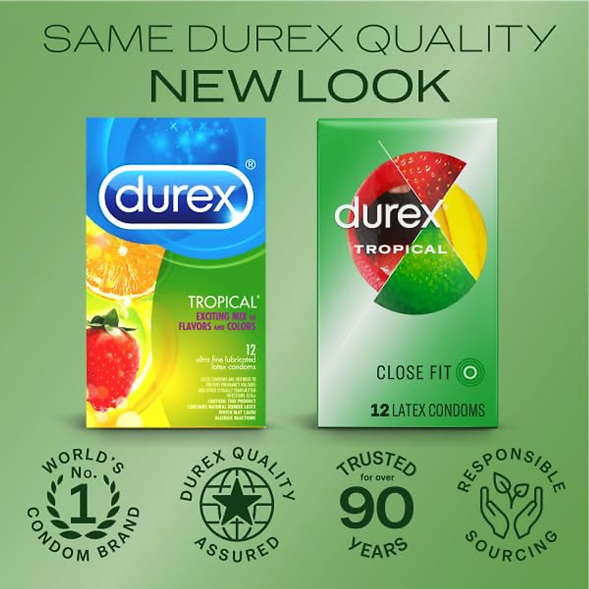 Durex Tropical Condoms, Natural Rubber Latex Condoms for Men, FSA & HSA Eligible, Exciting Flavors, 12 Count (Pack of 3)