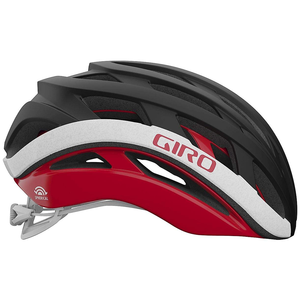 Giro Helios Spherical Adult Road Cycling Helmet - Matte Black/Red (2022), Medium