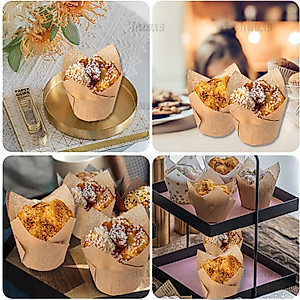 AUEAR, 150 Pack Tulip Cupcake Liners Baking Cups Grease-Proof Wrappers Muffin Paper Liner for Wedding Birthday Party Supply